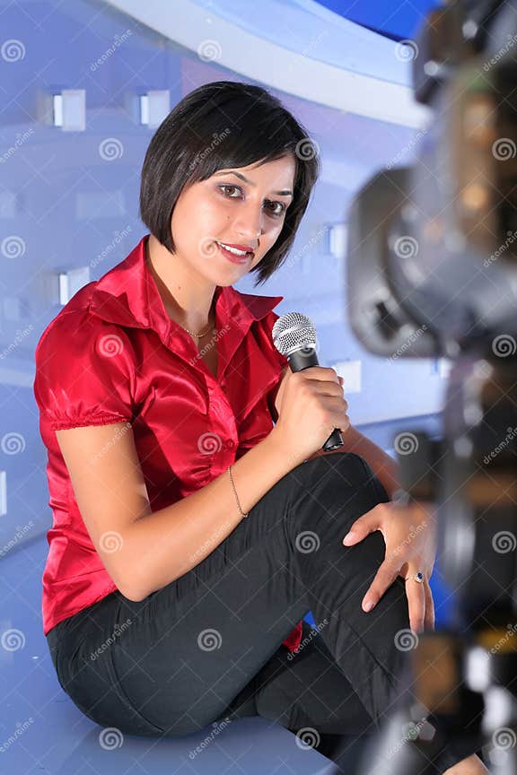 TV reporter in studio stock image. Image of journalist - 2984913