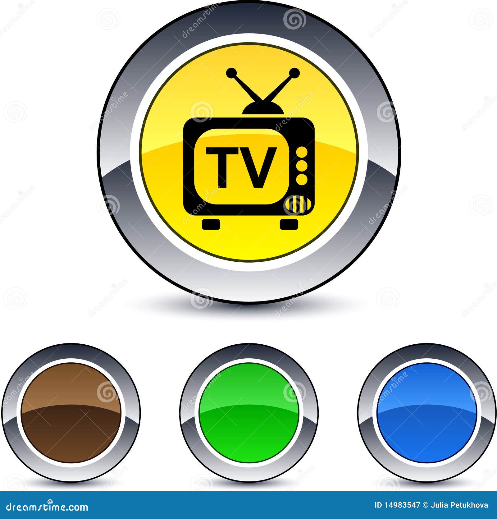 TV round button. stock vector. Illustration of circle - 14983547