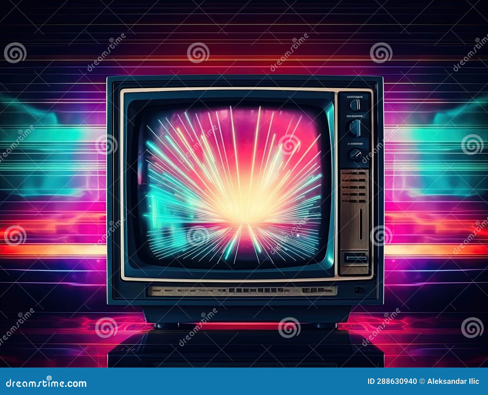 Tv from 1980s in Retro Style. Generative Ai Stock Illustration ...