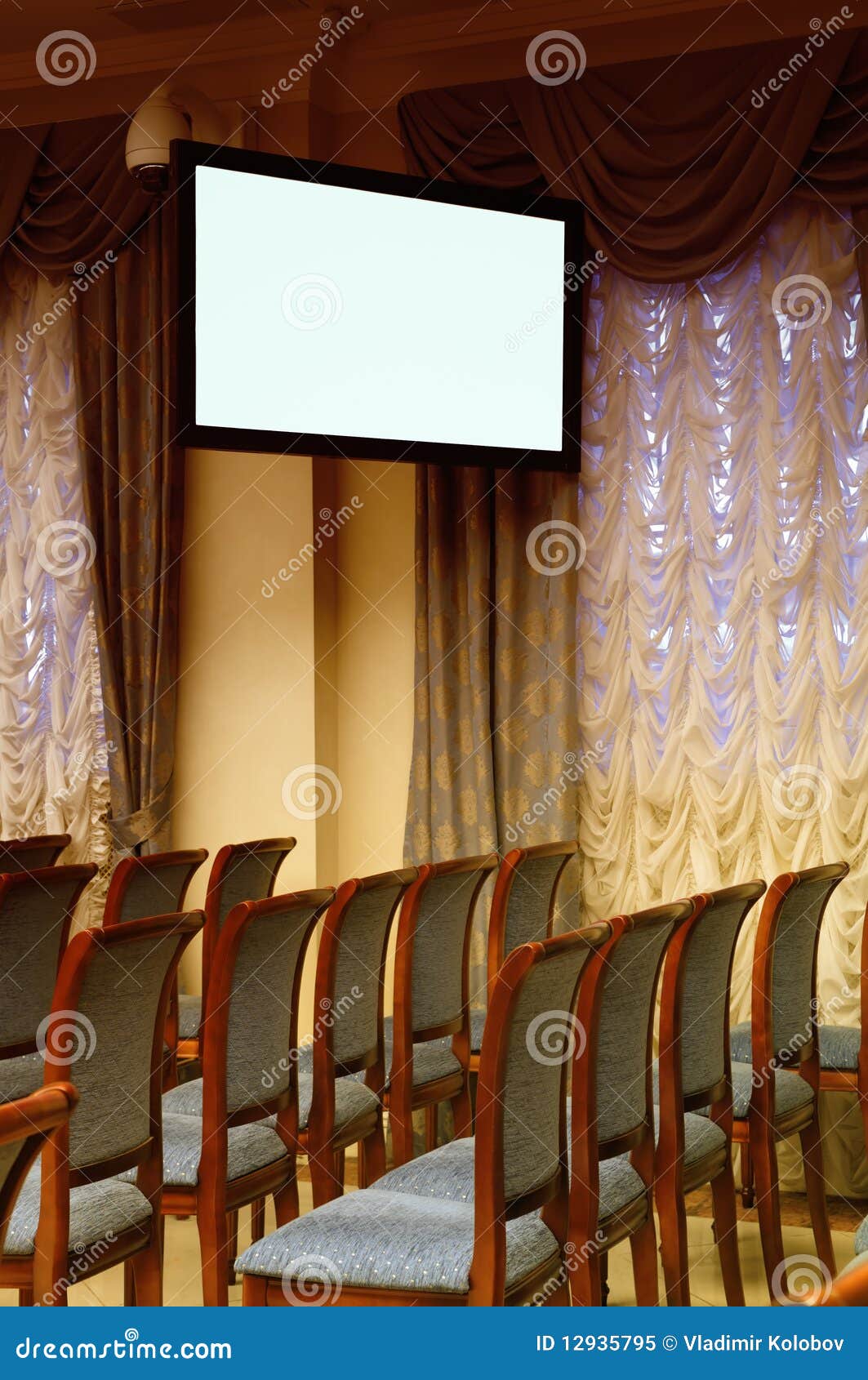 TV Screen in the Conference Hall. Stock Image - Image of office, chair ...