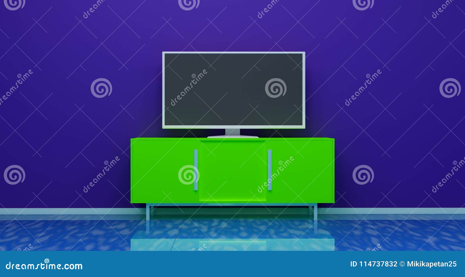 TV screen 3d rendering stock illustration. Illustration of floor ...