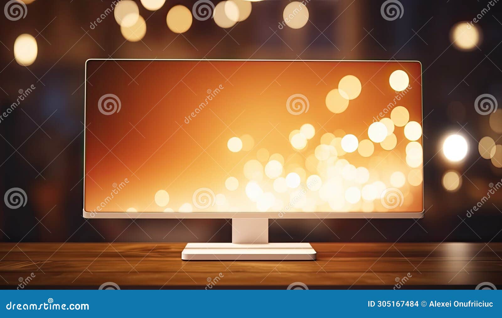Tv Screen on Desk with White Screen Stock Illustration - Illustration ...
