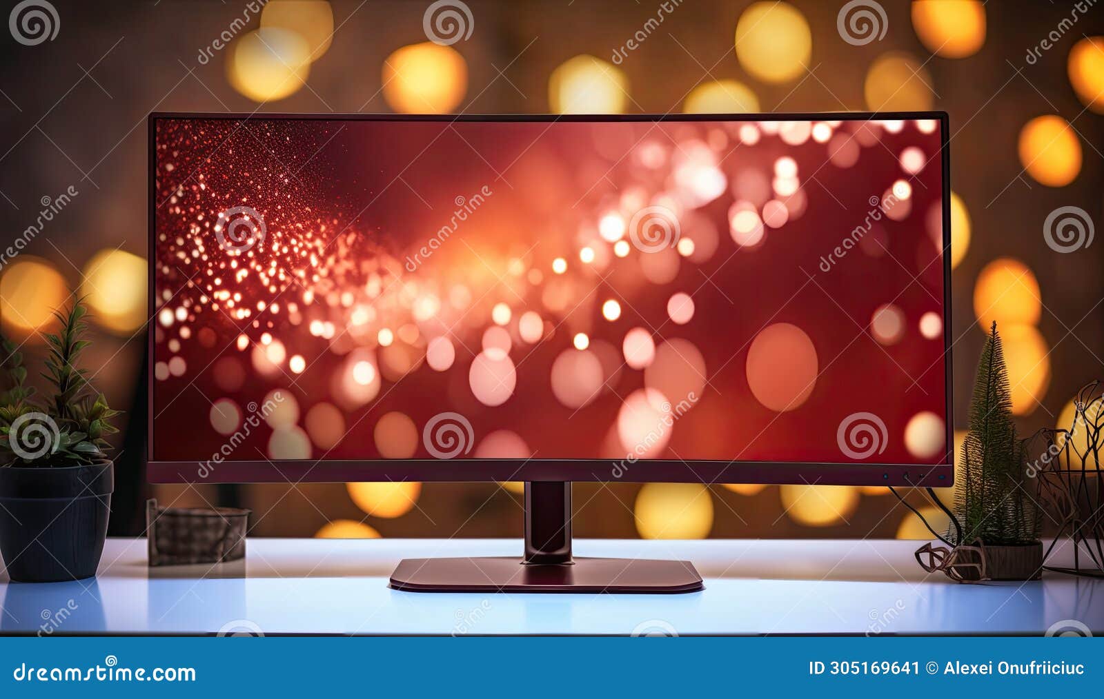 Tv Screen on Desk with White Screen Stock Illustration - Illustration ...