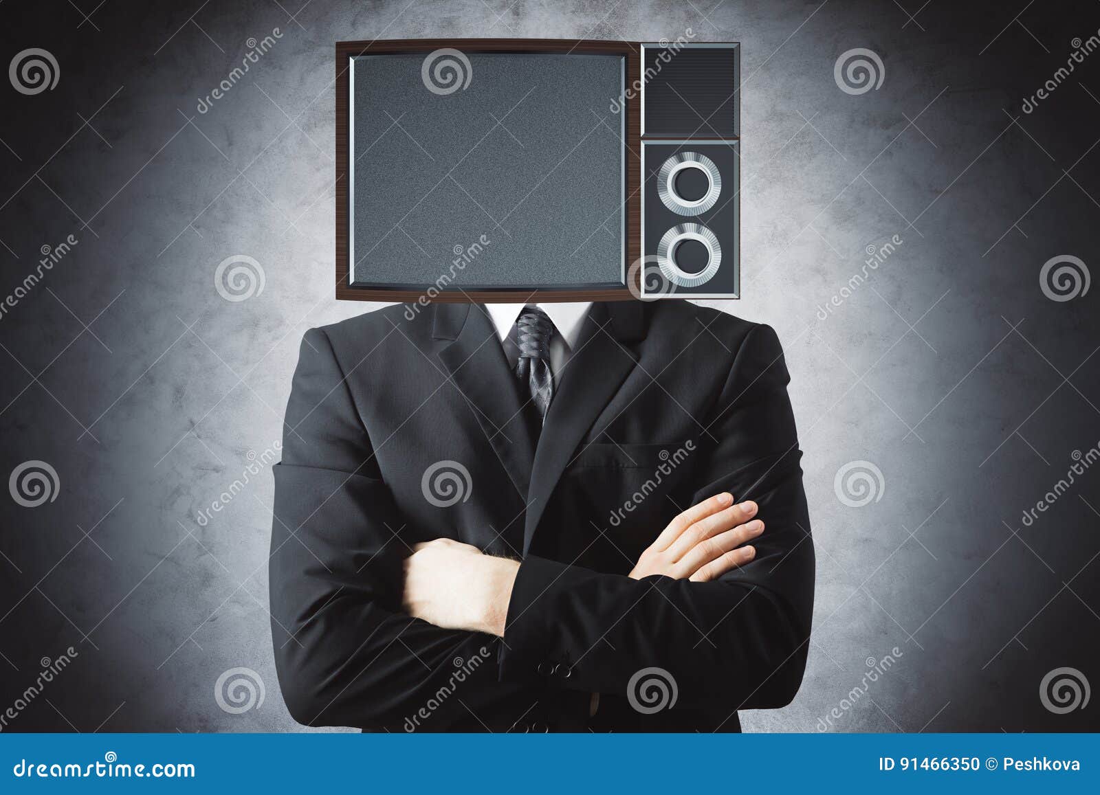TV screen headed man stock illustration. Illustration of monitor - 91466350