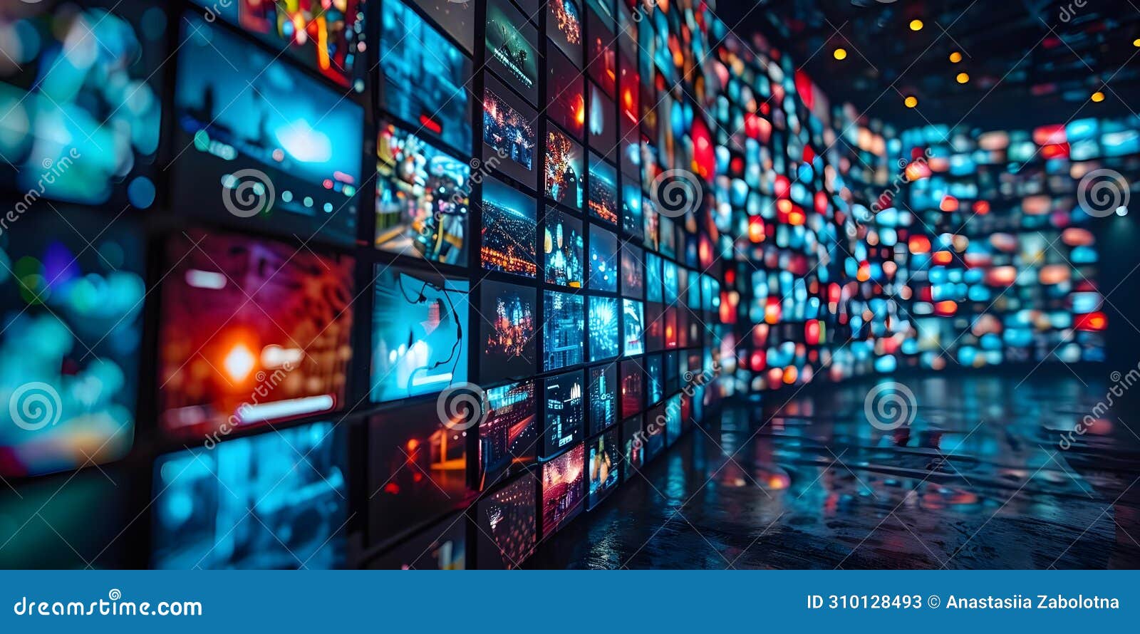 TV Screens Arrayed for Broadcasting Content Multimedia Display for ...