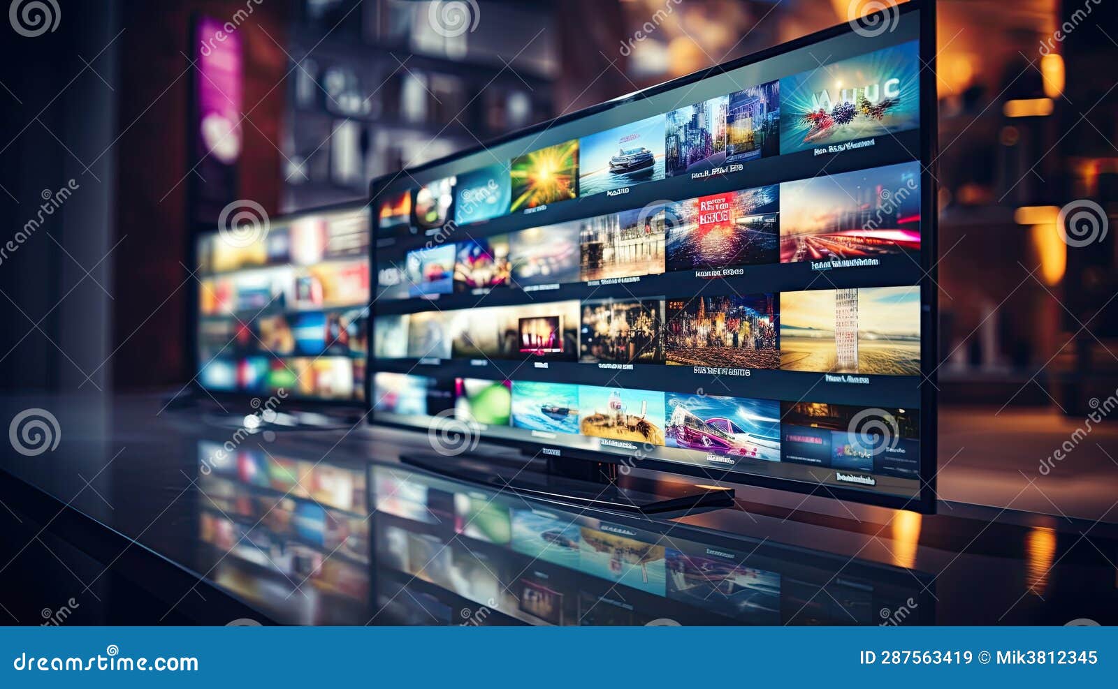 TV Screens and Selection of TV Channels. Stock Illustration ...