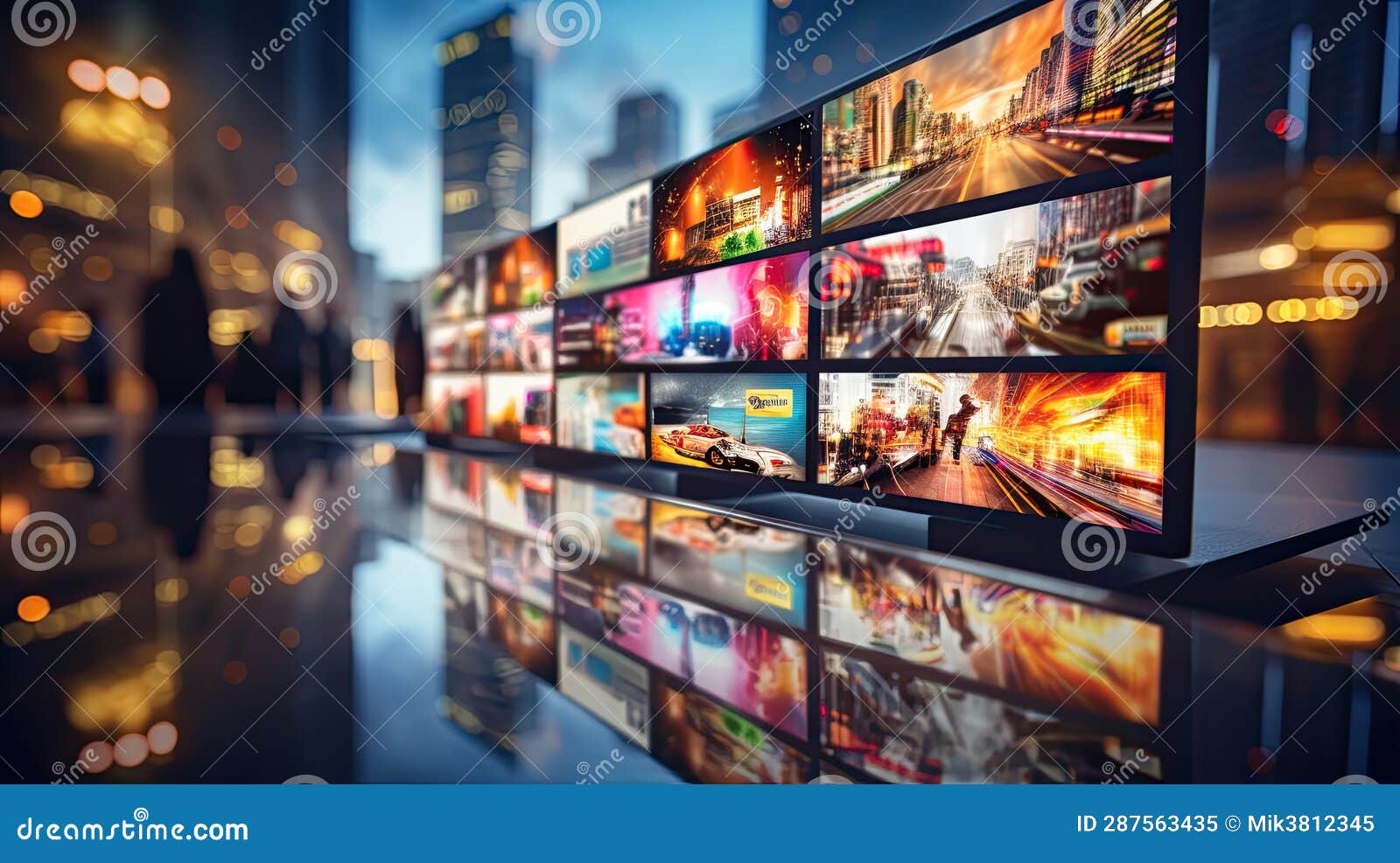 TV Screens and Selection of TV Channels. Stock Illustration ...