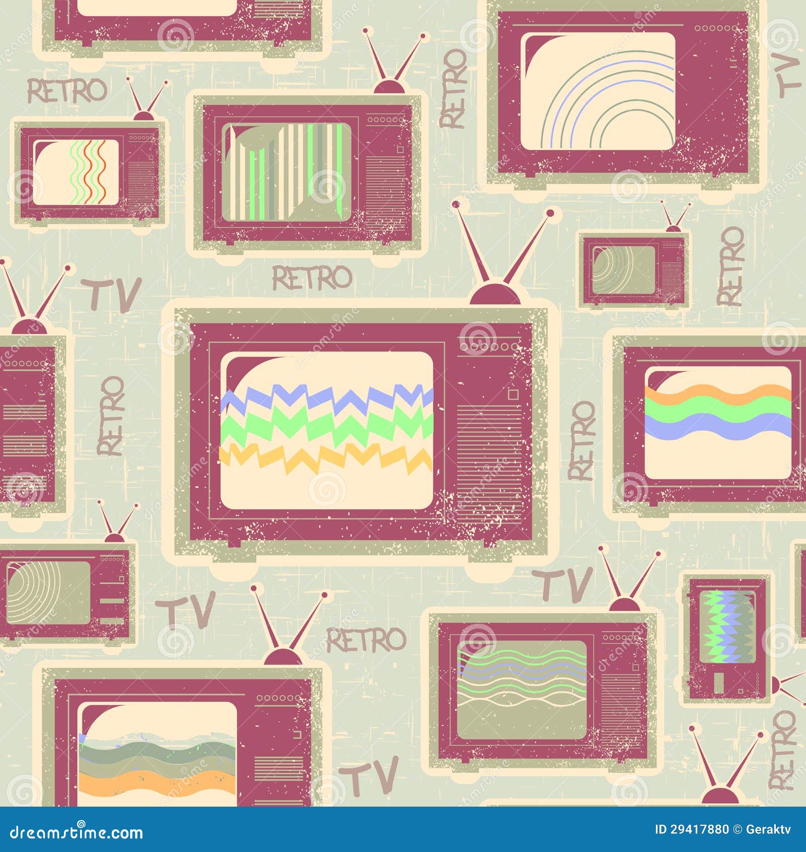 Tv Seamless Pattern.Vintage Background on Old Text Stock Vector ...
