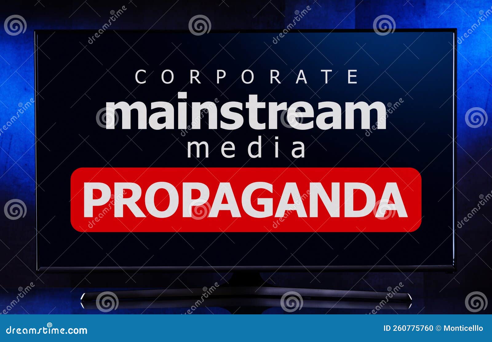 A TV Set Displaying the Watchword: Mainstream Media Propaganda Stock ...