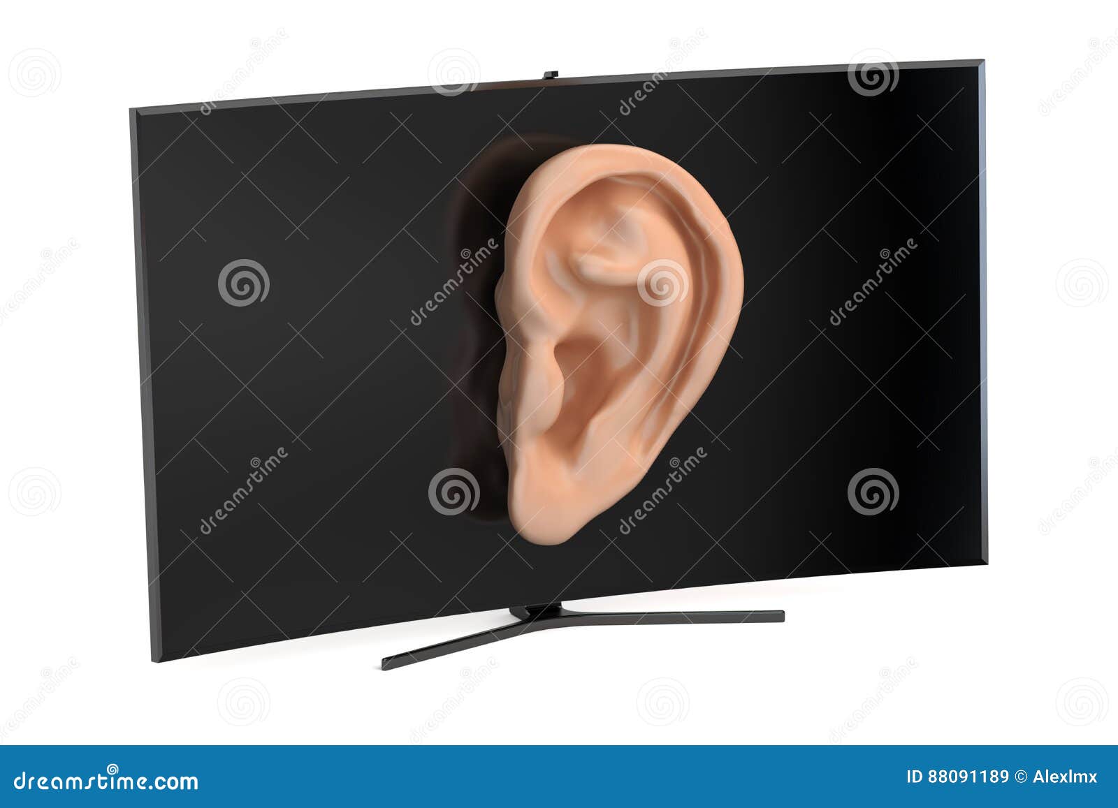Tv Set with Ear, Intelligence and Spying Concept. 3D Rendering Stock ...
