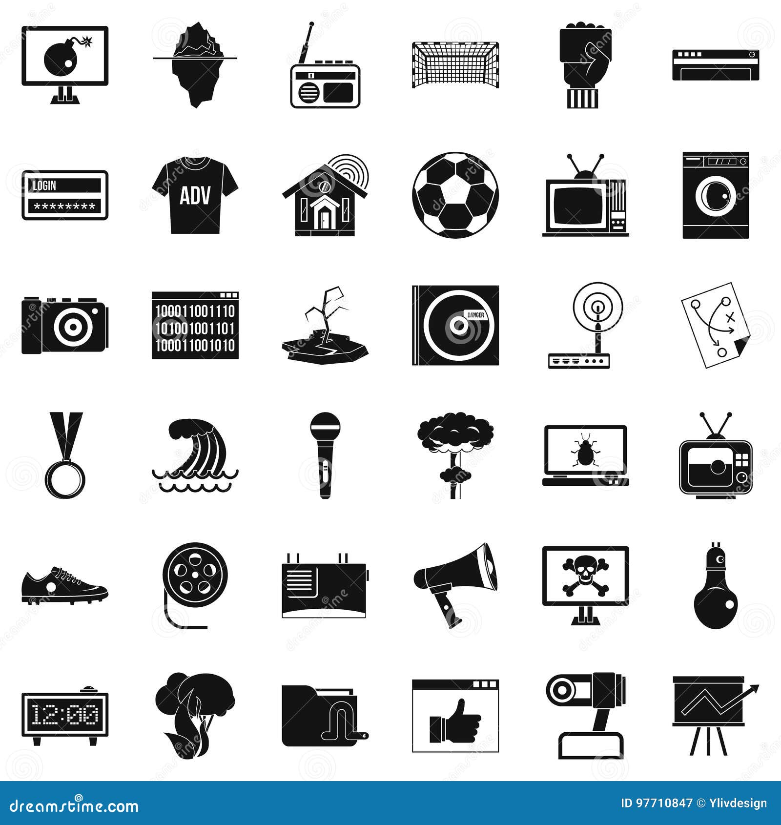 TV Set Icons Set, Simple Style Stock Vector - Illustration of ...