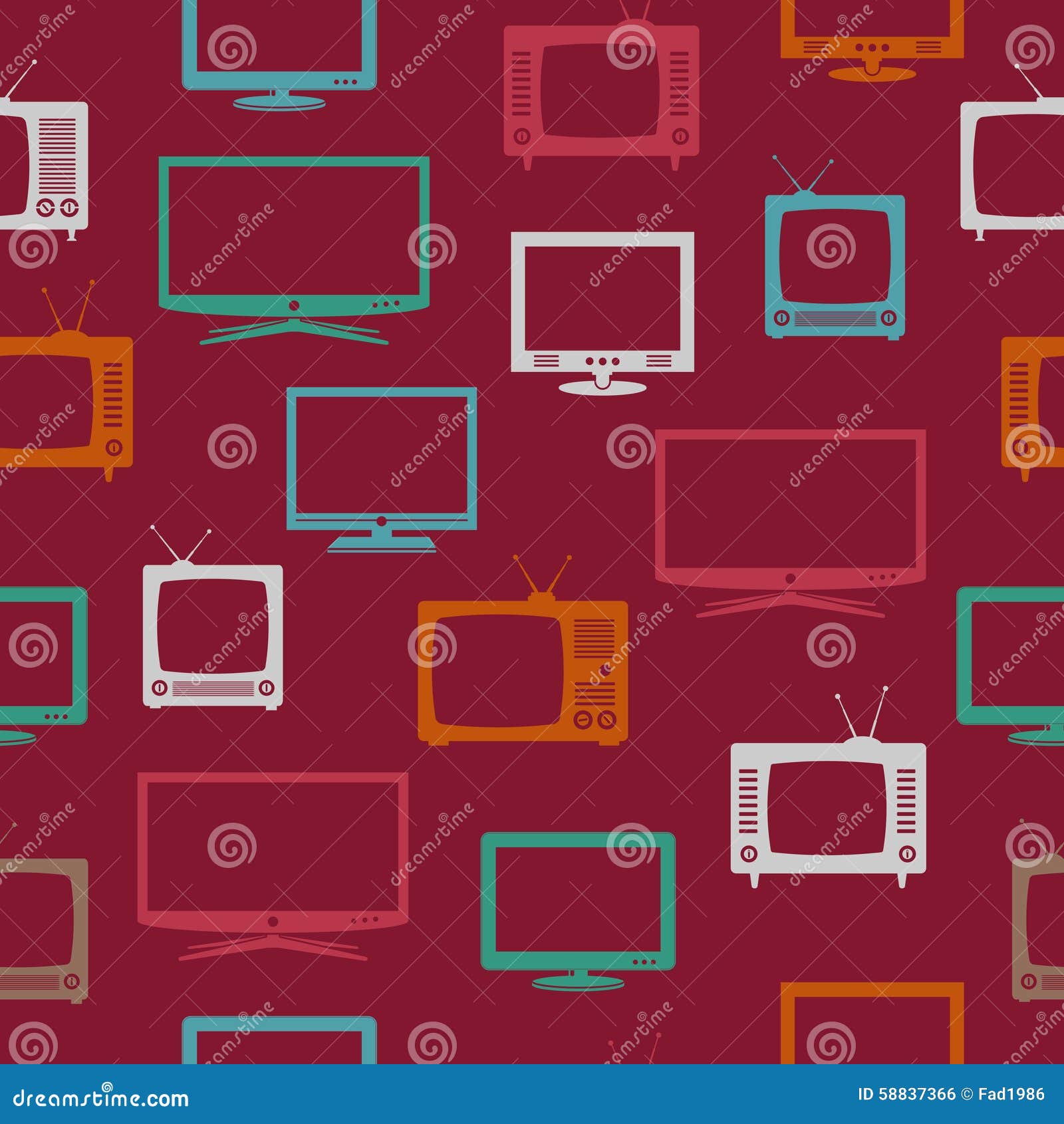 TV set, seamless pattern stock vector. Illustration of entertainment ...