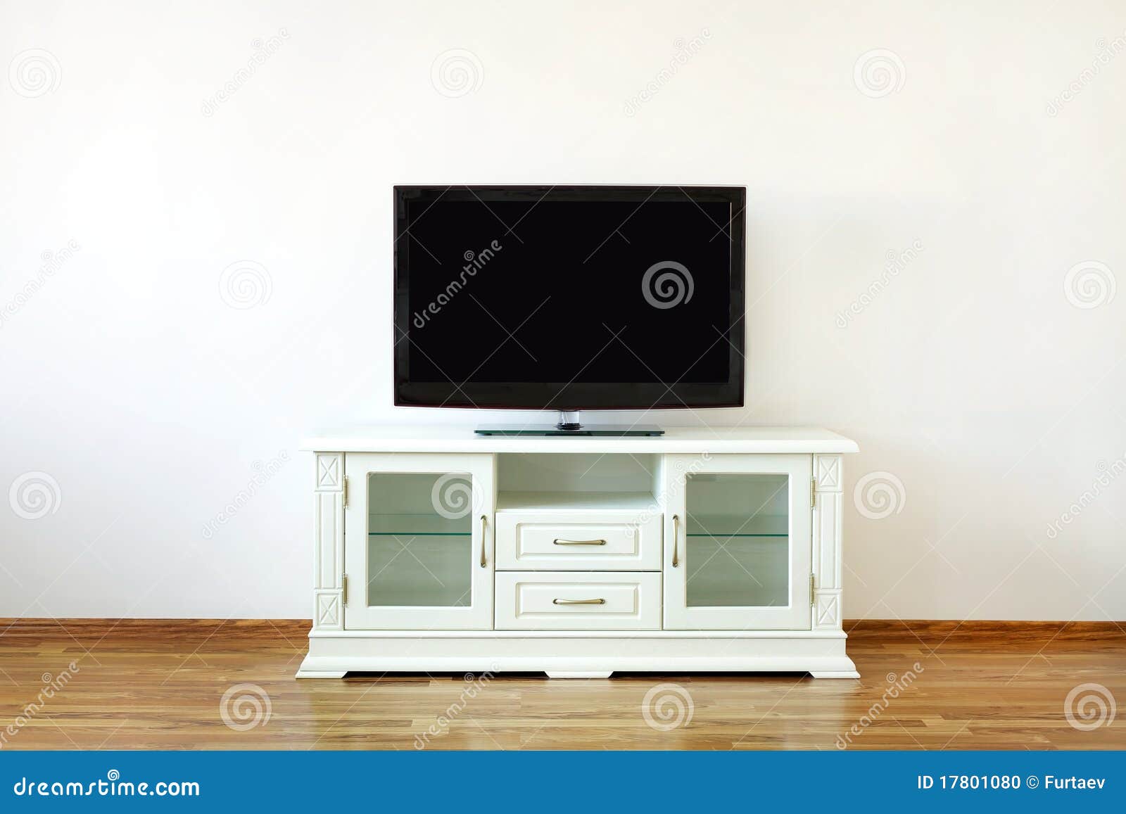 TV set on the stand stock photo. Image of black, interior - 17801080