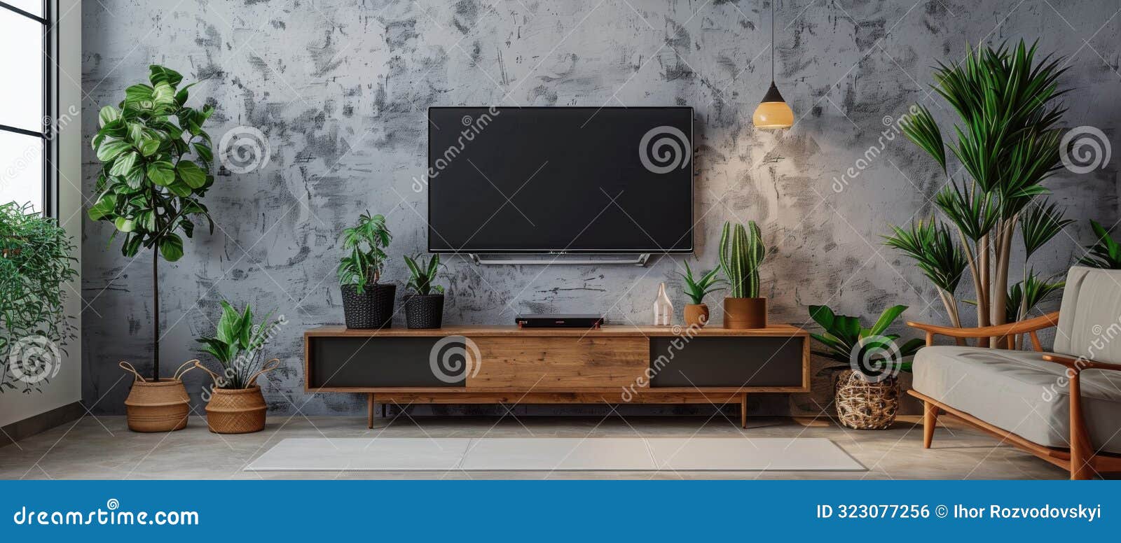 TV Set on a Textured Light Gray Wall Stock Photo - Image of wall ...