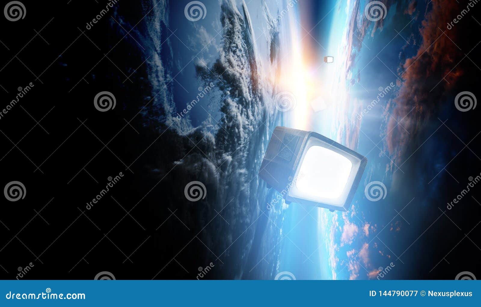 TV sets flying in space stock image. Image of nasa, astronomy - 144790077