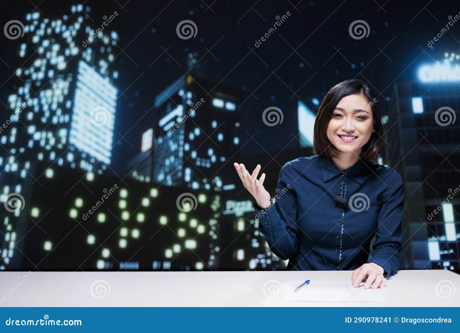 TV Show Host Going Live on Transmission Stock Image - Image of studio ...