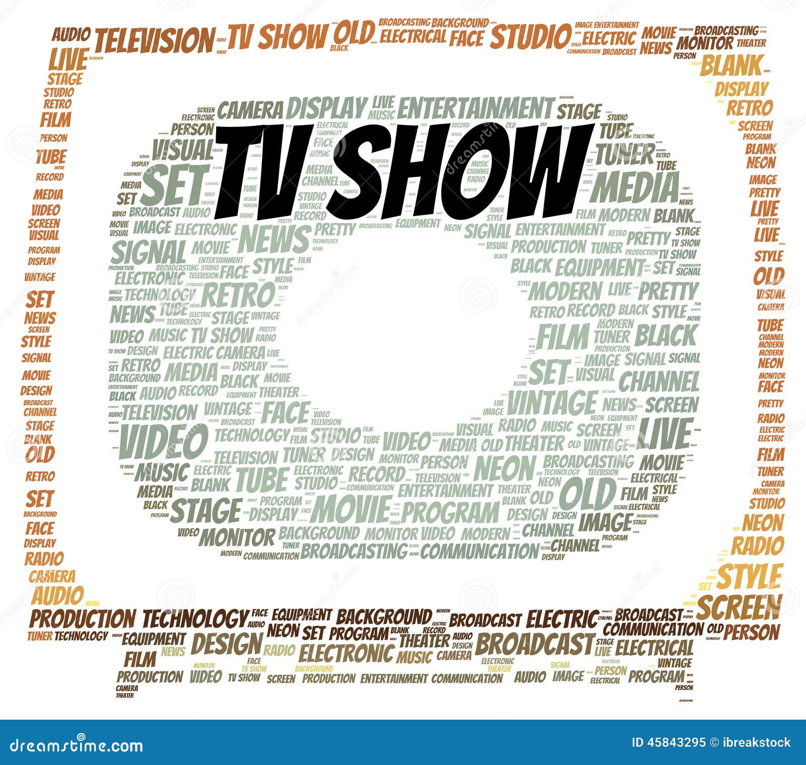 TV show word cloud shape stock illustration. Illustration of modern ...