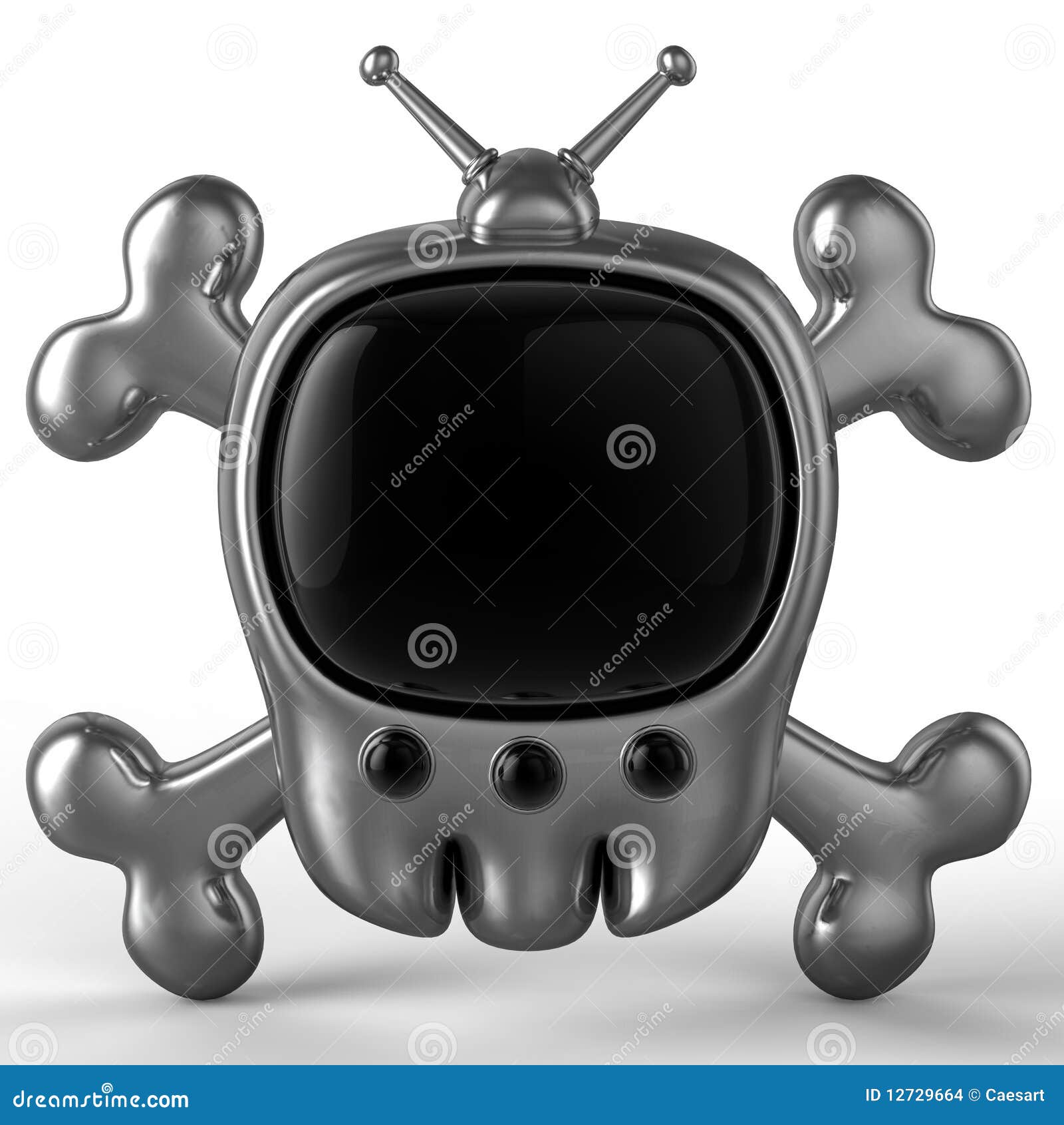 TV skull stock illustration. Illustration of aerial, communication ...