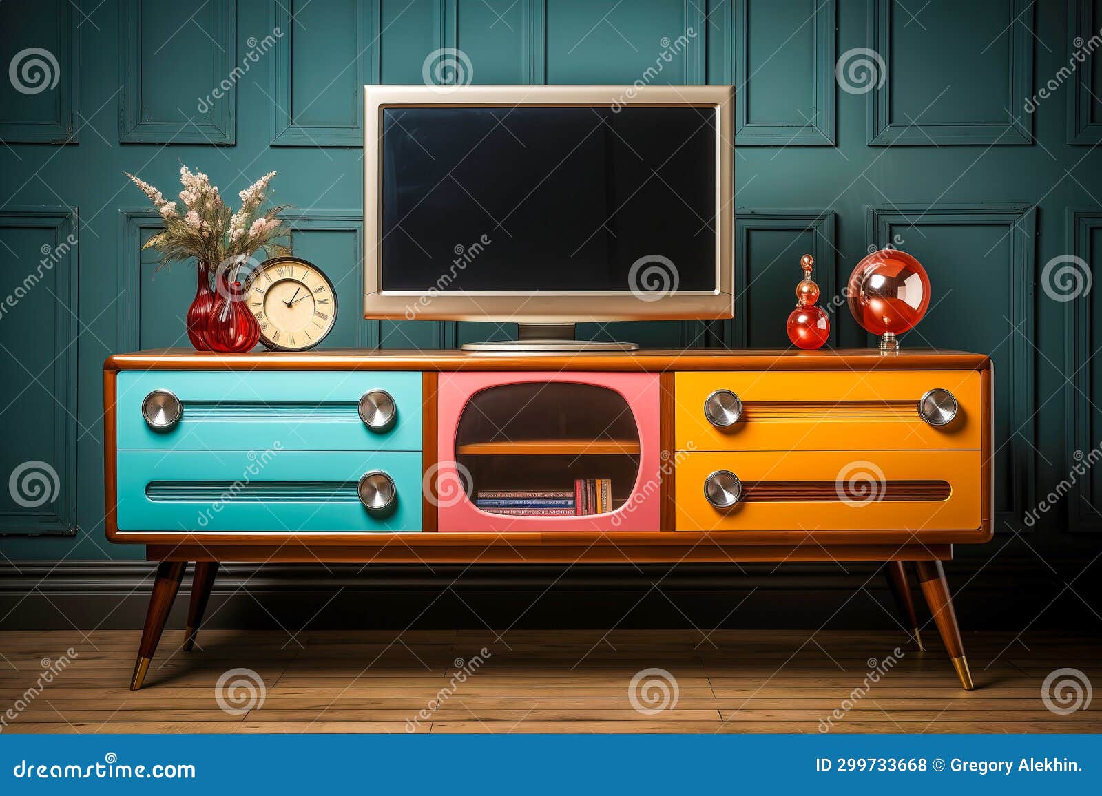 TV Stand Against the Wall, Modern Design Stock Illustration ...