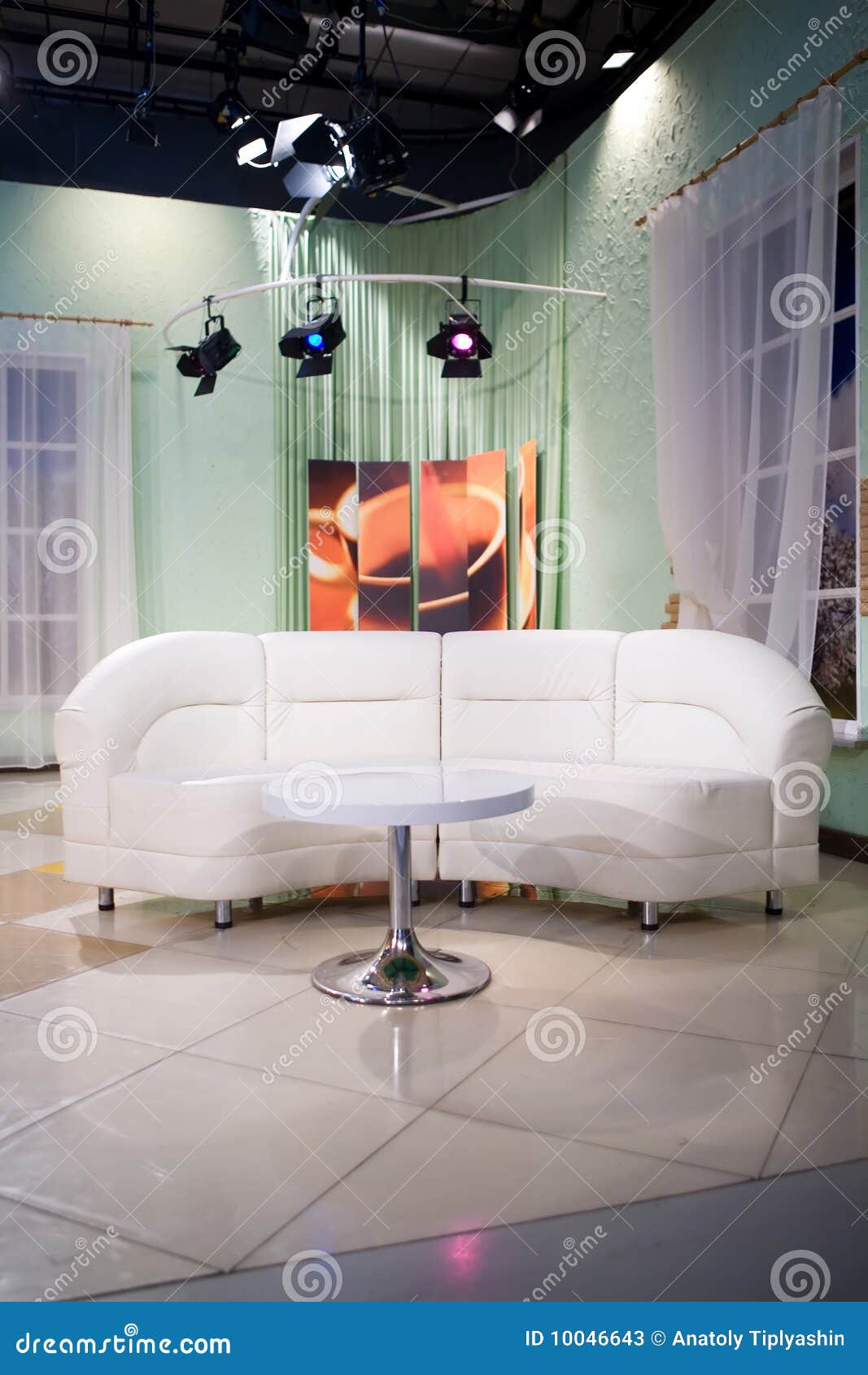 Tv studio stock image. Image of blinds, sofa, equipment - 10046643