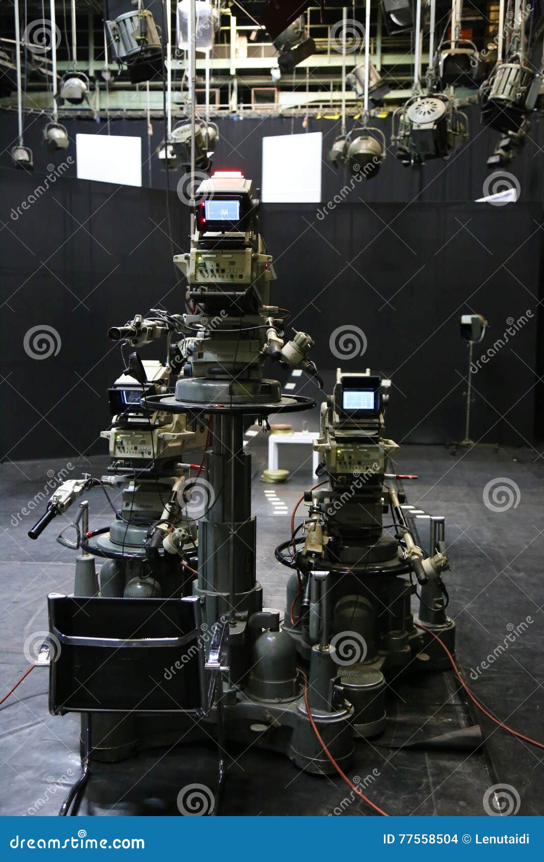 TV Studio with Camera and Lights Editorial Stock Image - Image of ...