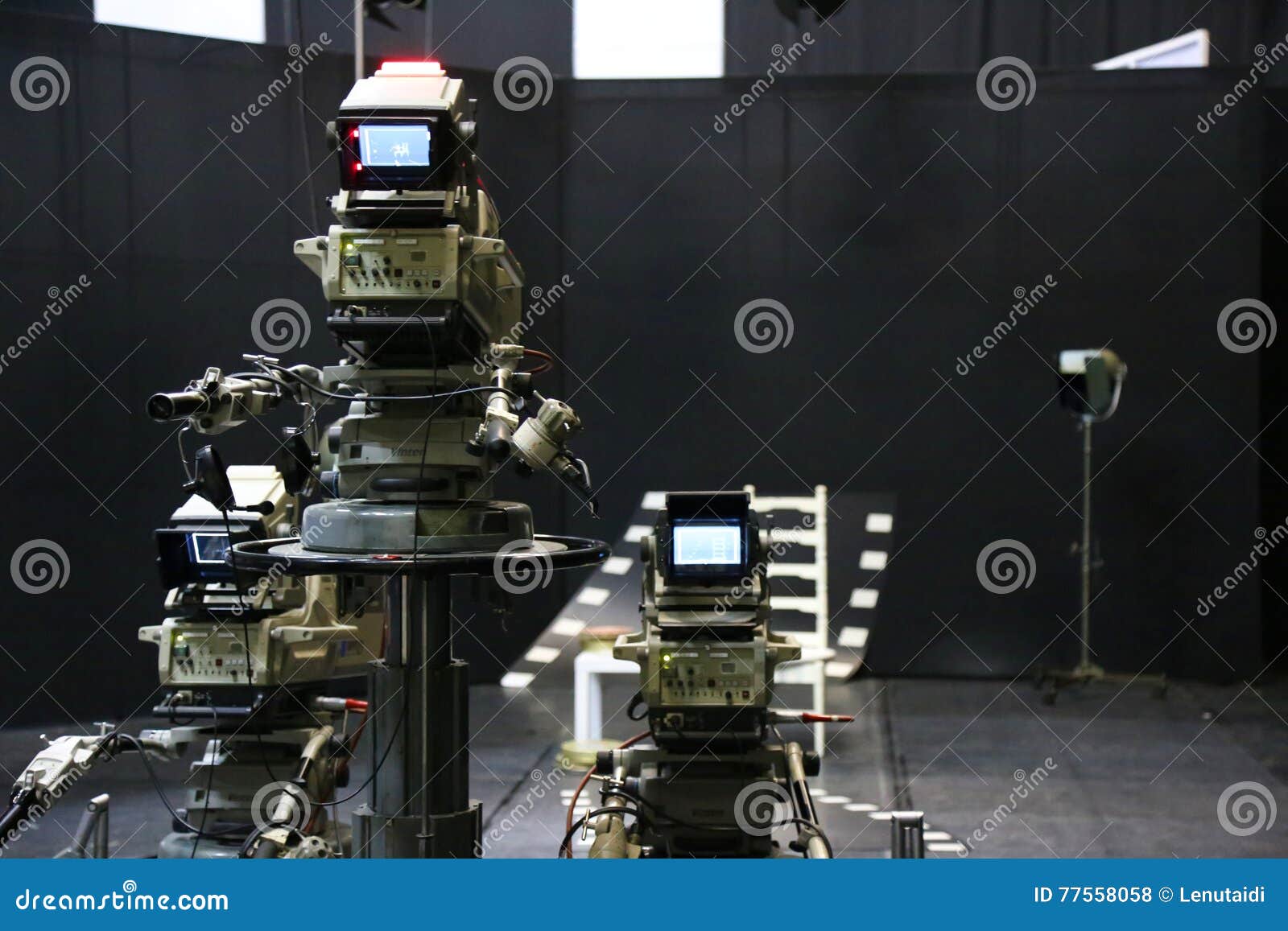 TV Studio with Camera and One Light Editorial Stock Photo - Image of ...