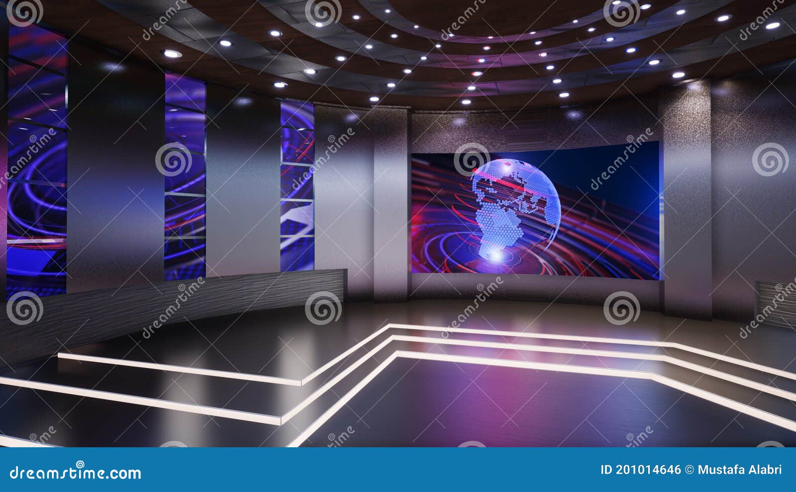 TV studio 3d rendering stock illustration. Illustration of show - 201014646