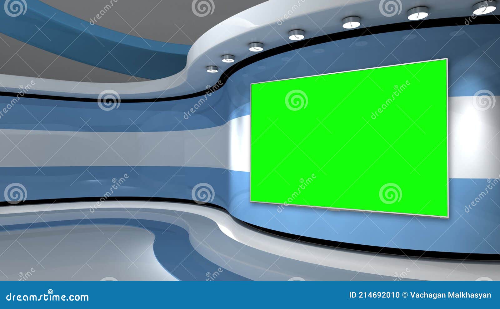TV Studio. Light Blue Background. Loop Animation. 3D Stock Footage ...