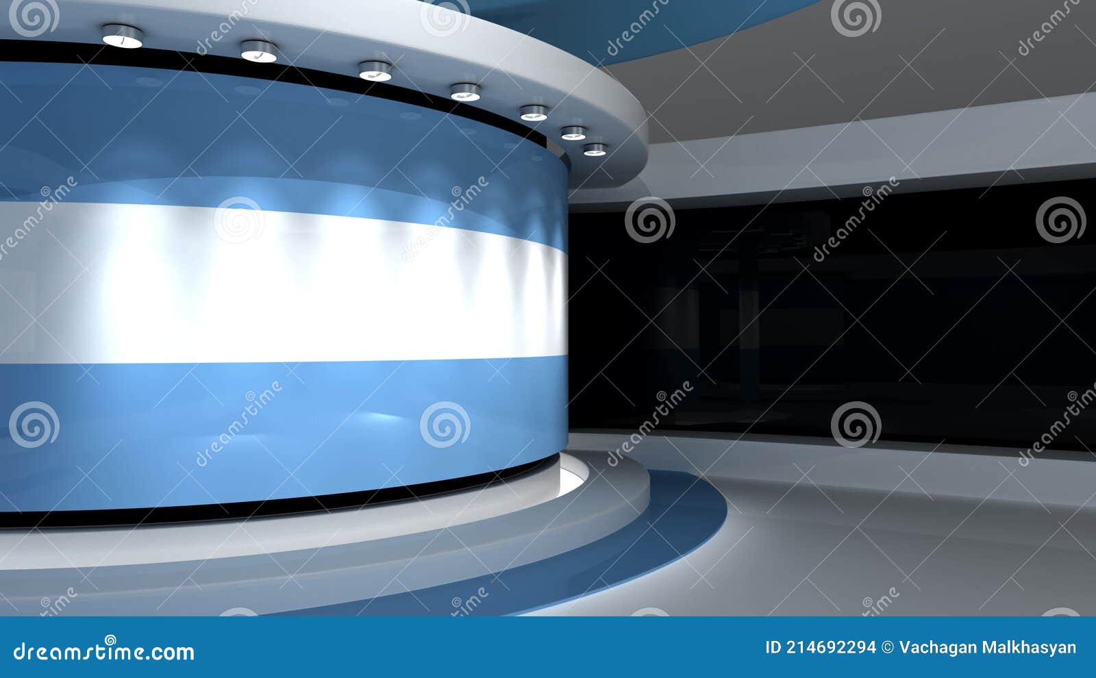 TV Studio. Light Blue Background. Loop Animation. 3D Stock Footage ...