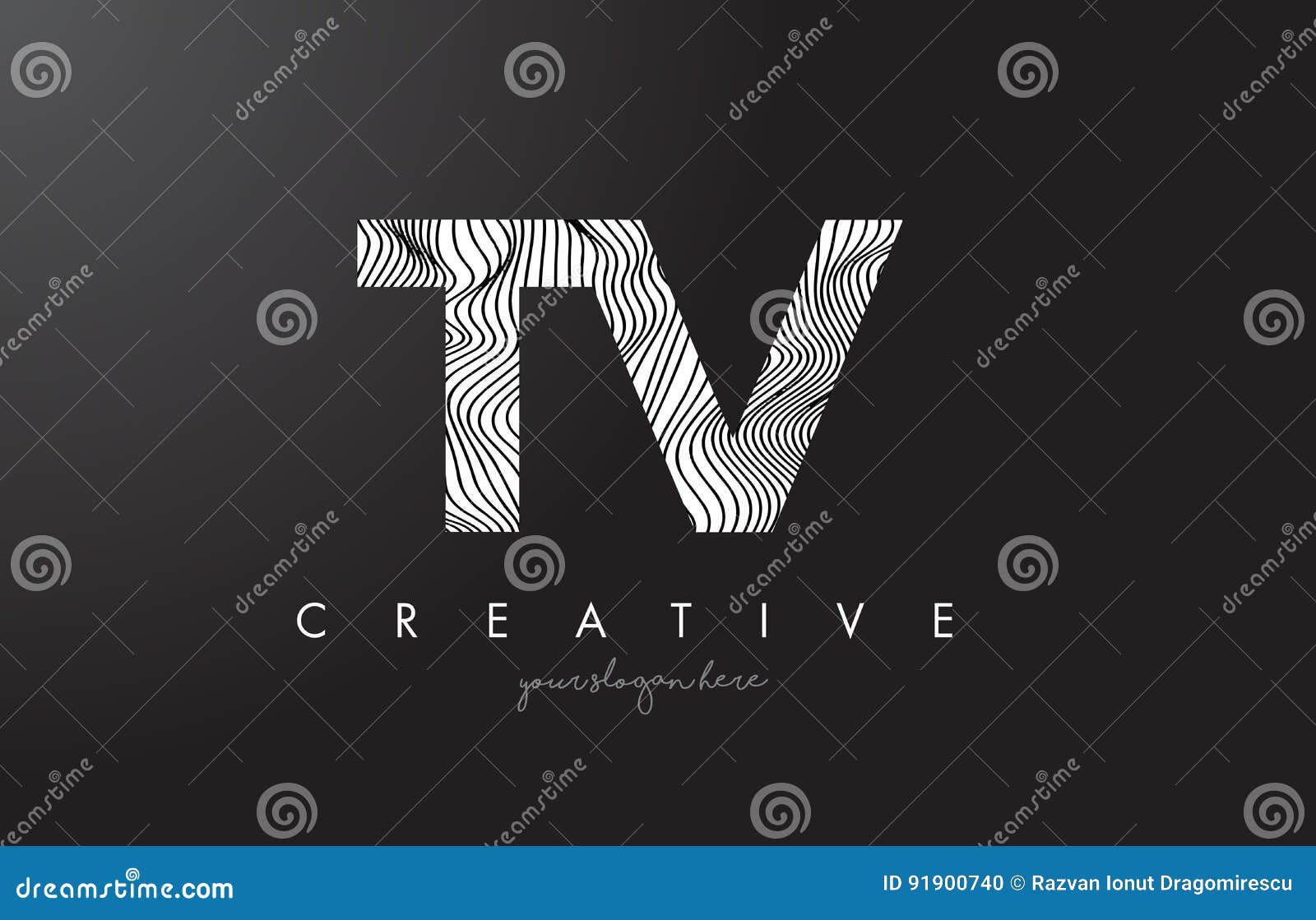 TV T V Letter Logo with Zebra Lines Texture Design Vector. Stock Vector ...