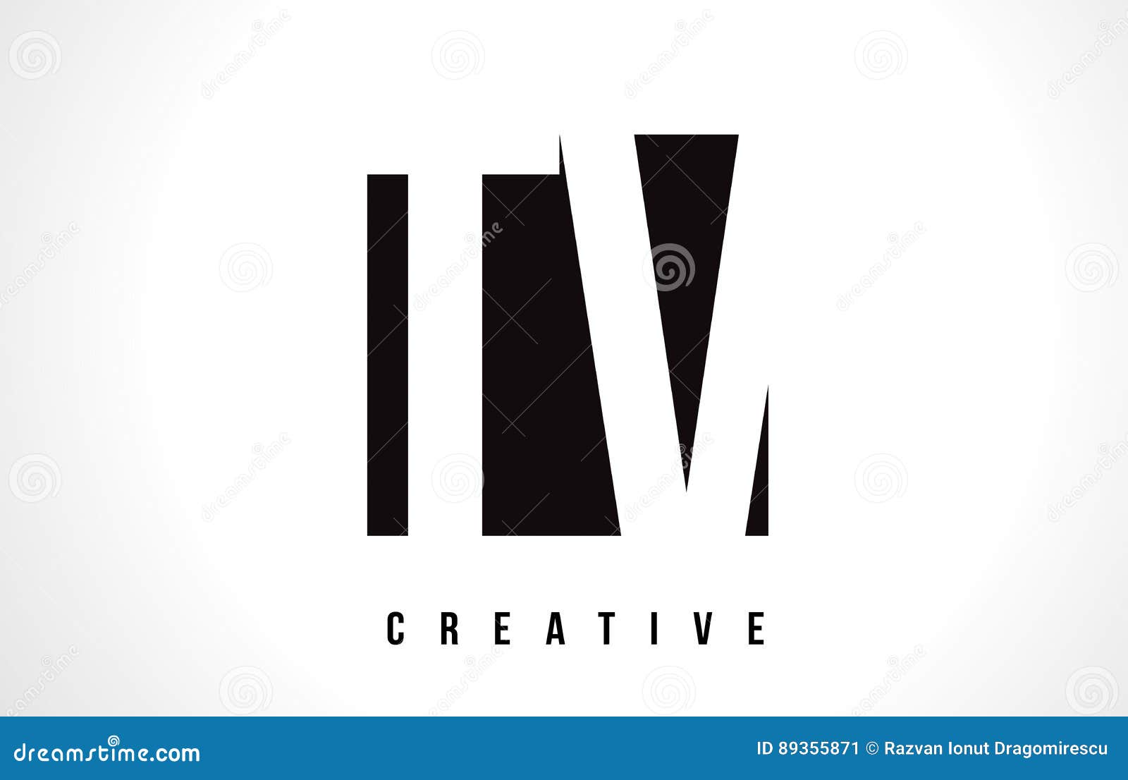 TV T V White Letter Logo Design with Black Square. Stock Vector ...