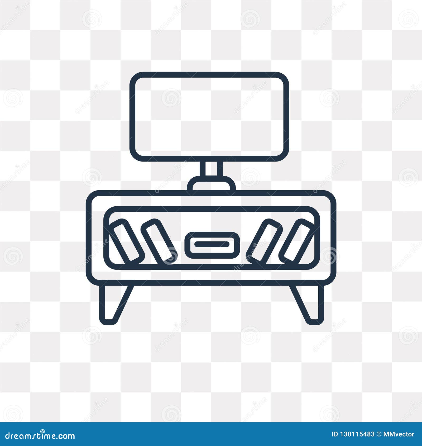 Tv Table Vector Icon Isolated On Transparent Background, Linear ...