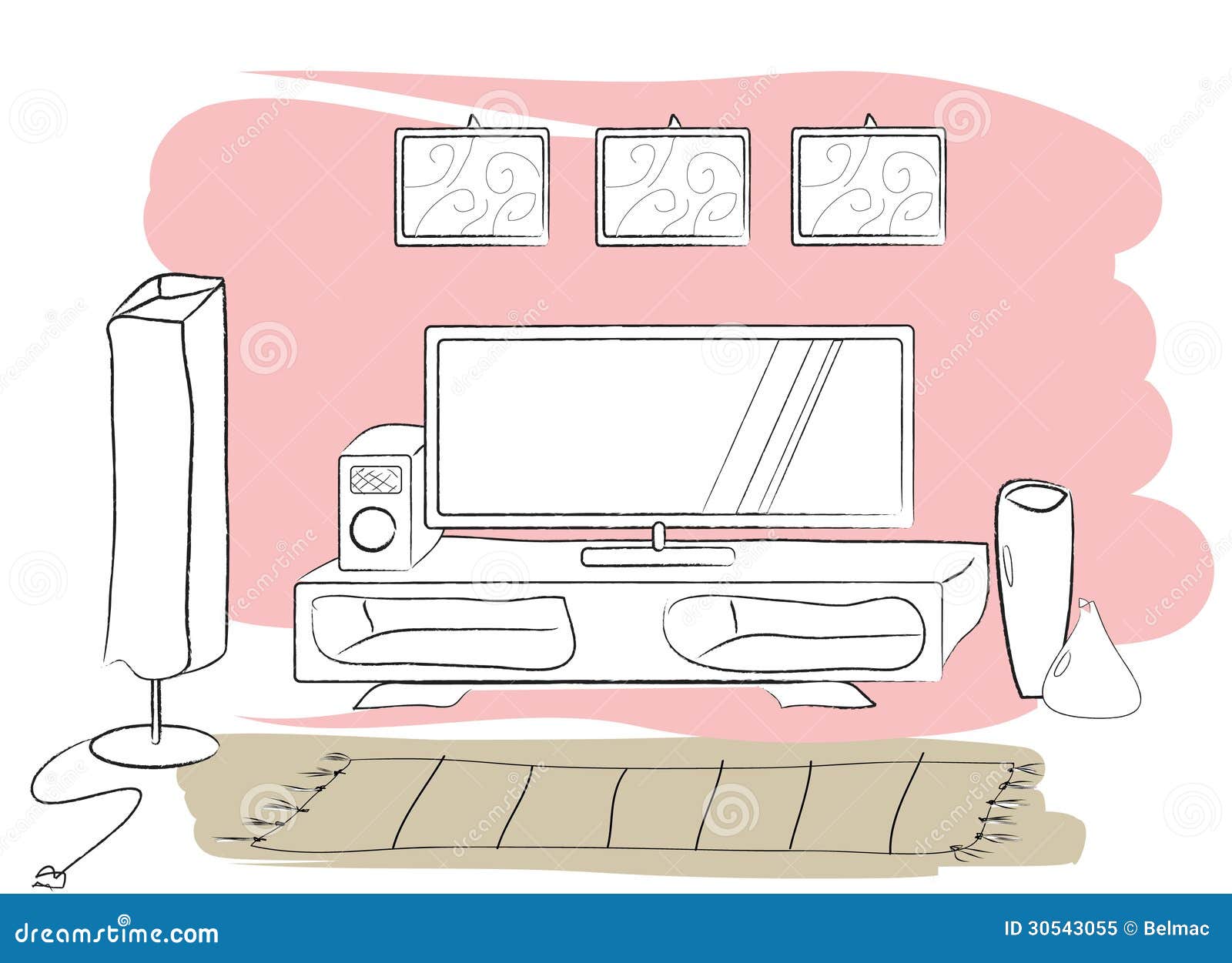 Tv table stock vector. Illustration of clip, design, books - 30543055