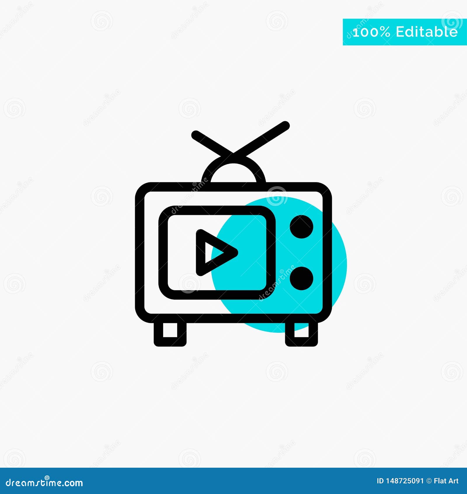 TV, Television, Play, Video Turquoise Highlight Circle Point Vector ...