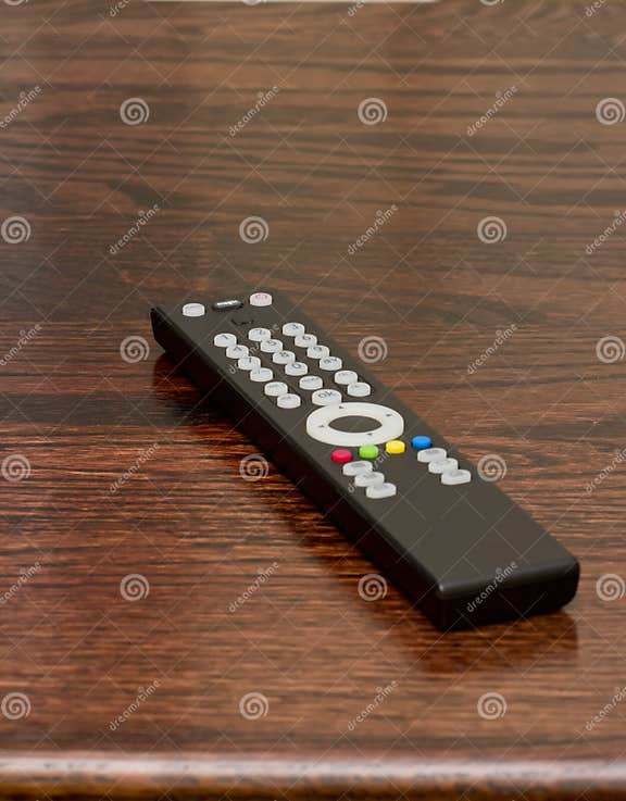 TV or Television Remote on Table Stock Image - Image of visual, brown ...