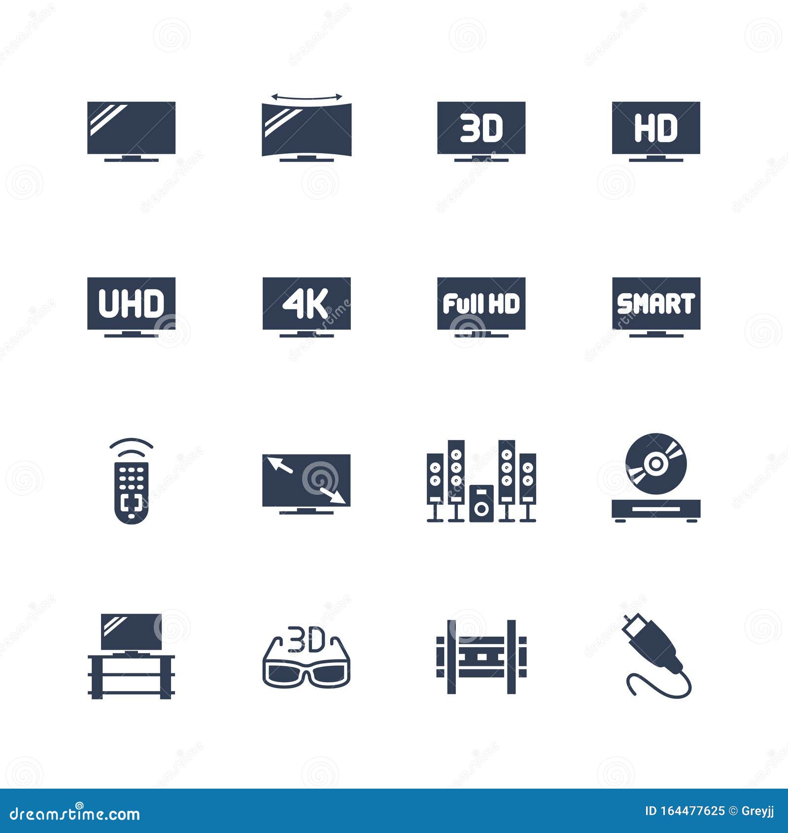 TV and Televison Equipment Icons Stock Vector - Illustration of display ...