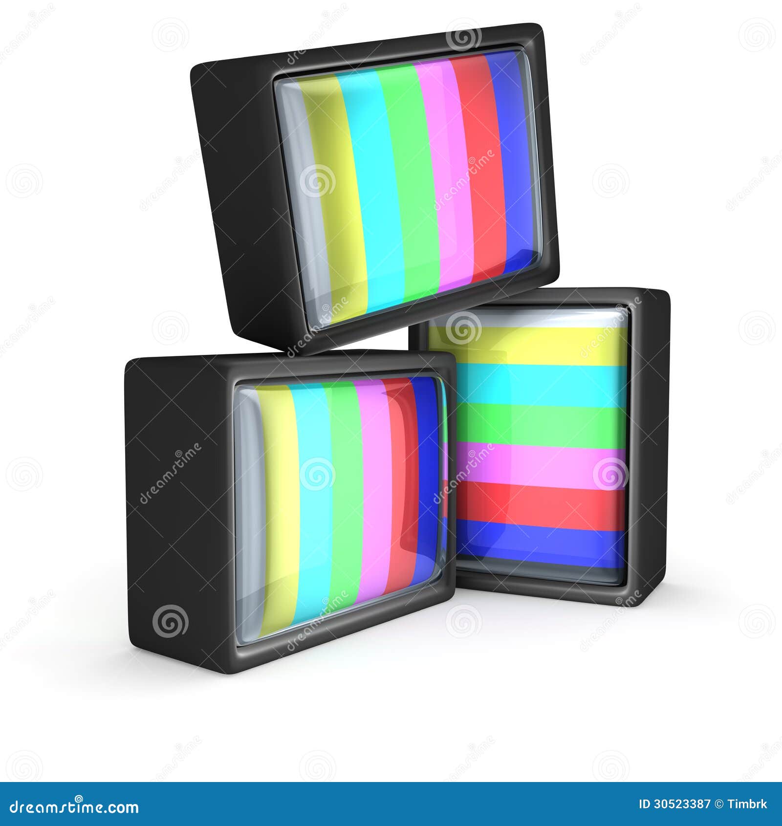 Old TV Set With NTSC Tv Pattern Signal For Test Purposes, 3D Rendering ...