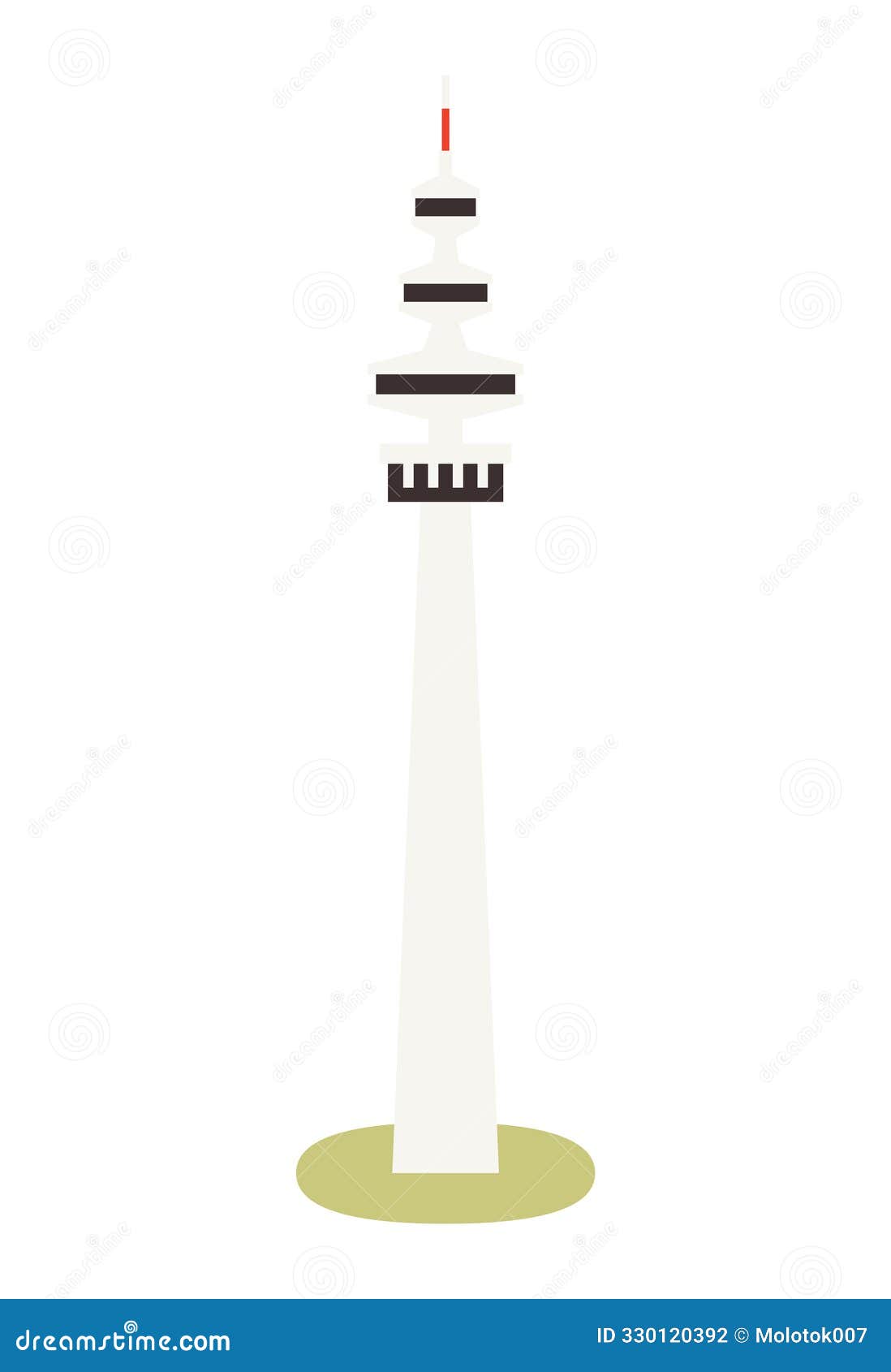 TV Tower Building Isolated on White Background Stock Vector ...