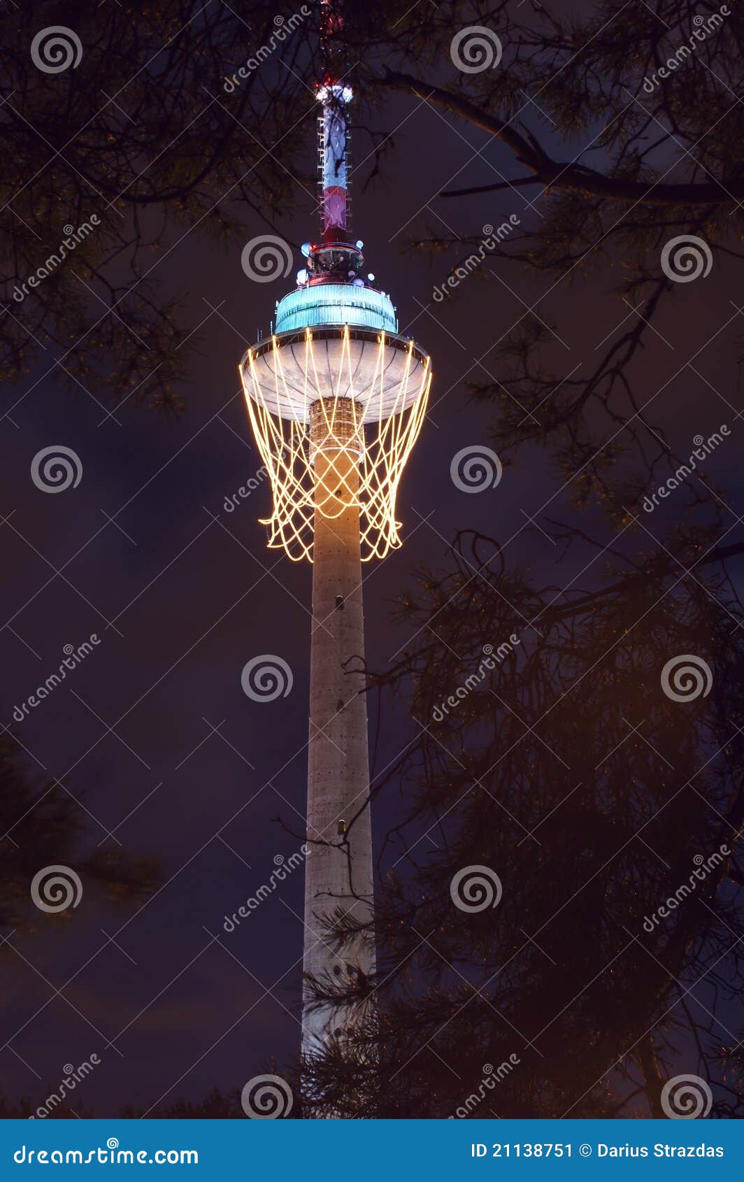 TV Tower, Night Scene in City Stock Image - Image of basketball ...