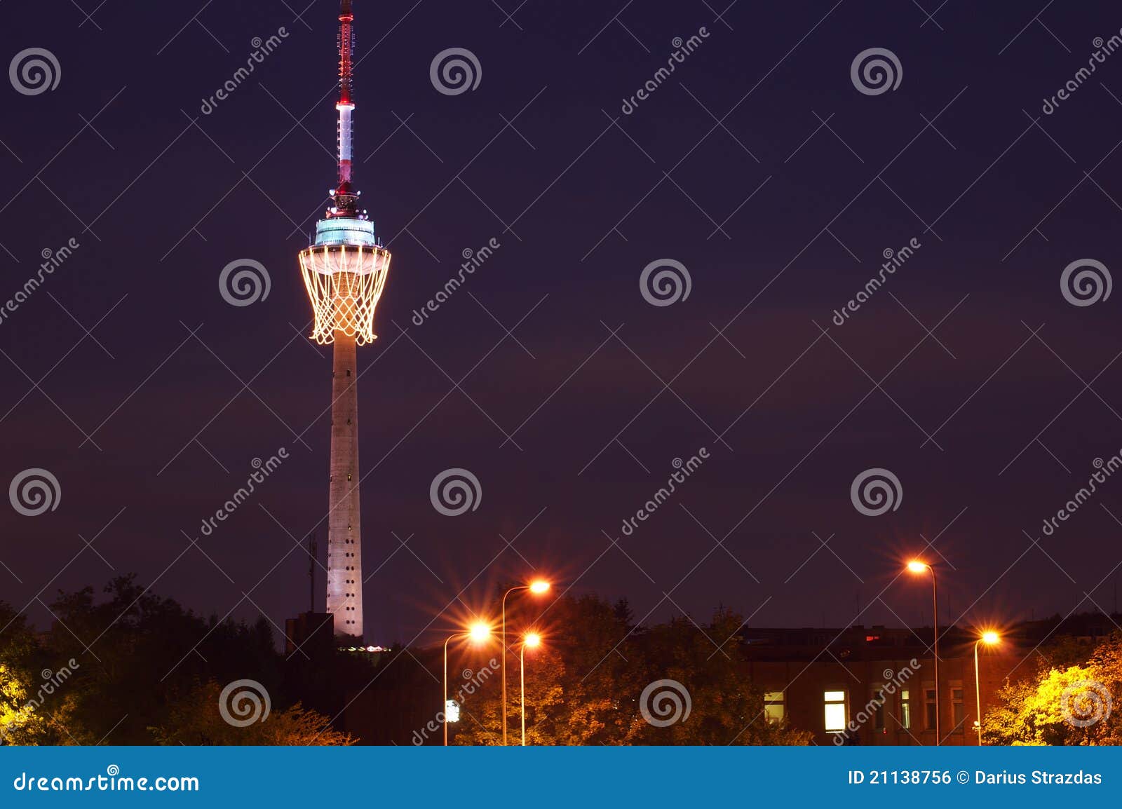 TV Tower, Night Scene in City Editorial Photo - Image of action ...