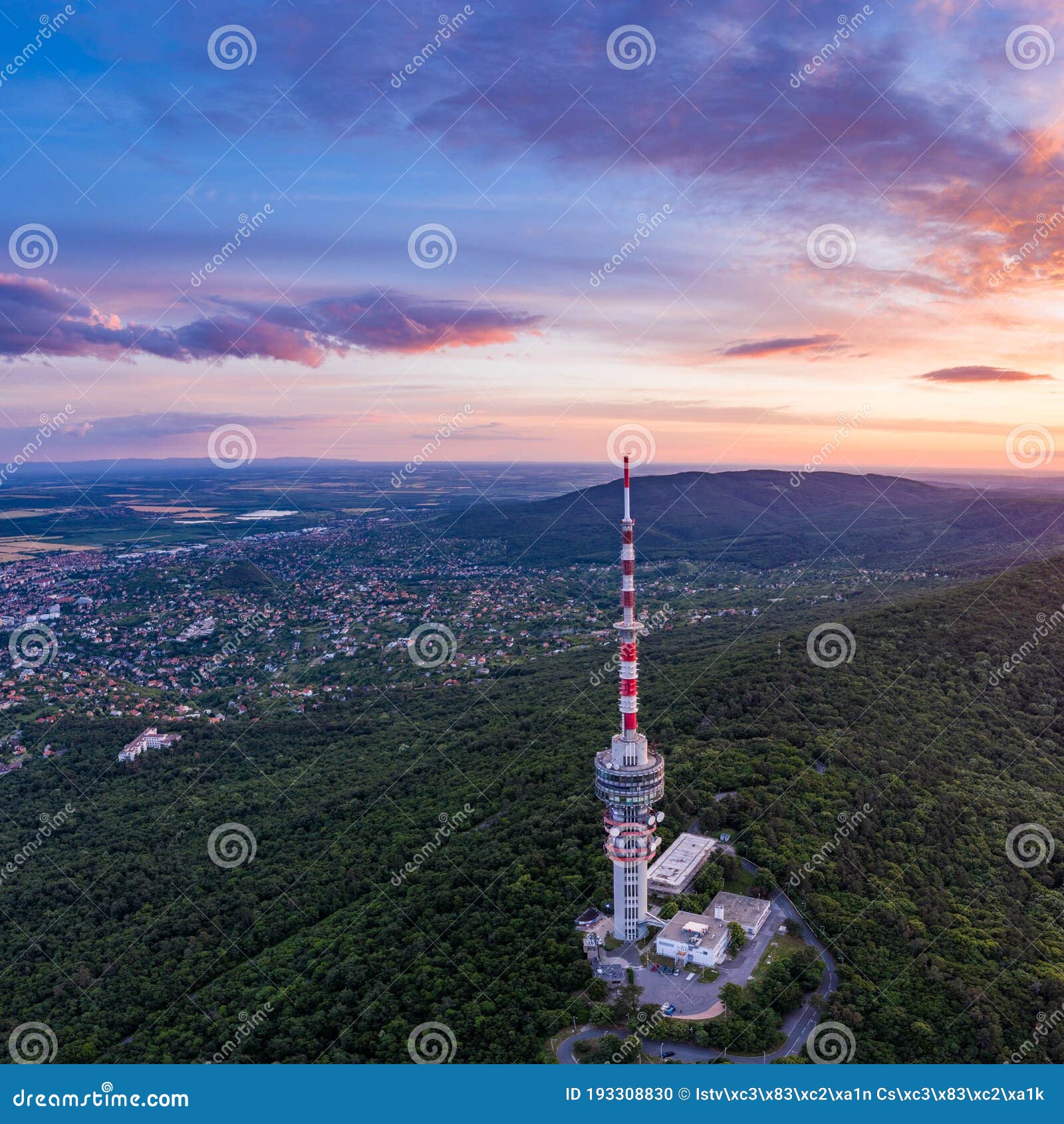 TV tower in Pecs Hungary stock photo. Image of antenna - 193308830