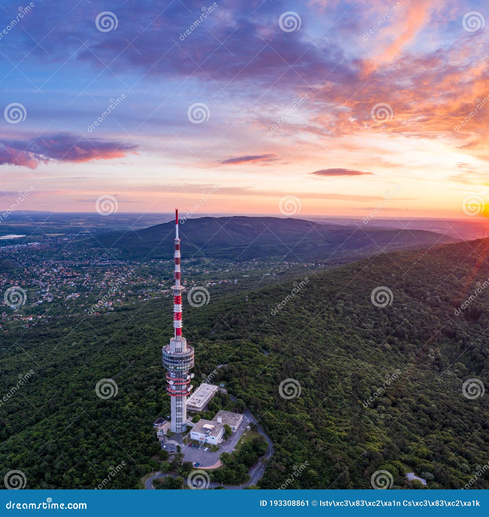 TV tower in Pecs Hungary stock image. Image of horizon - 193308861