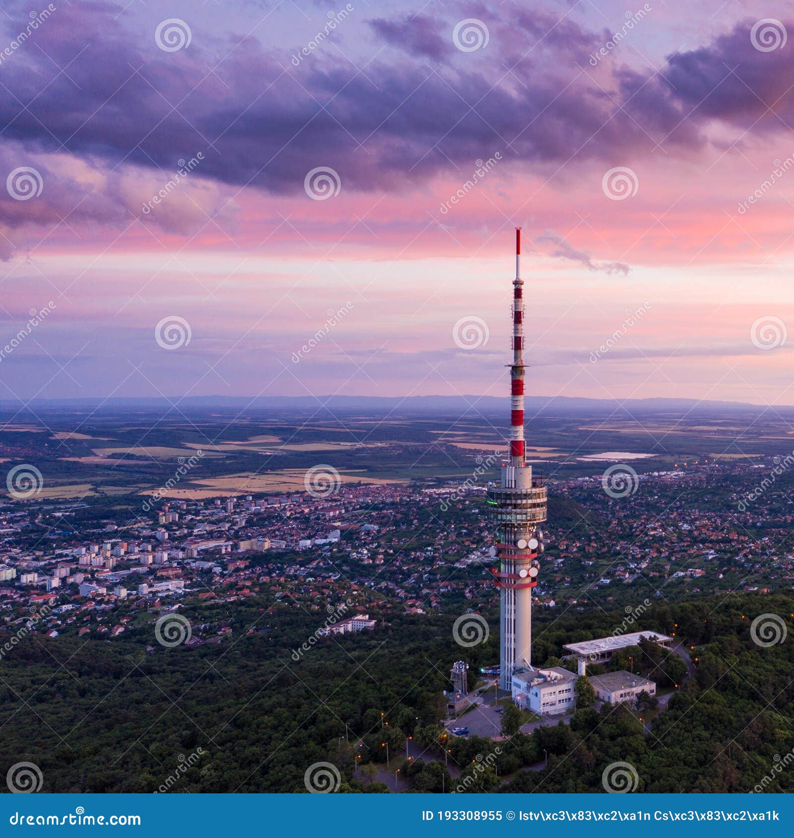 TV tower in Pecs Hungary stock image. Image of communication - 193308955