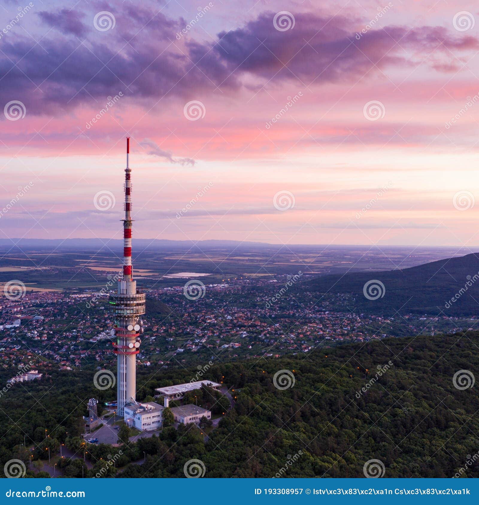 TV tower in Pecs Hungary stock image. Image of communication - 193308957