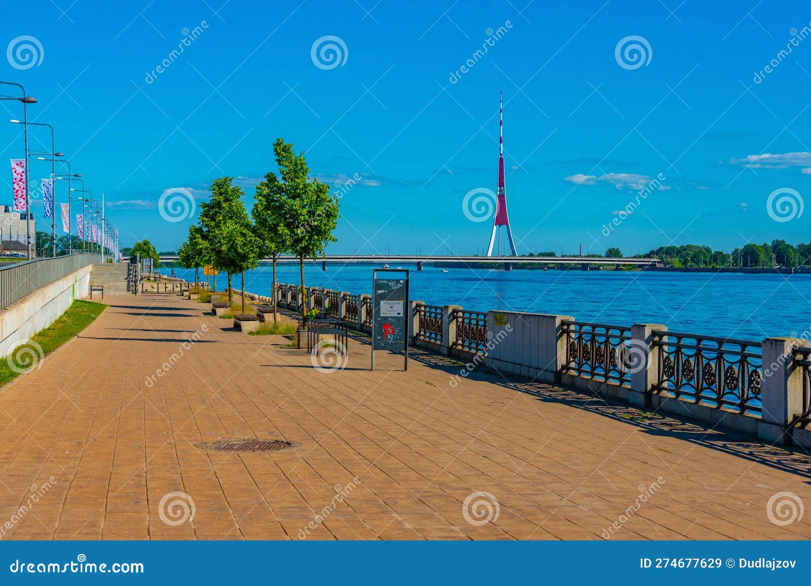 TV Tower in Riga Viewed from the Daugava Waterfront, Latvia Stock Image ...