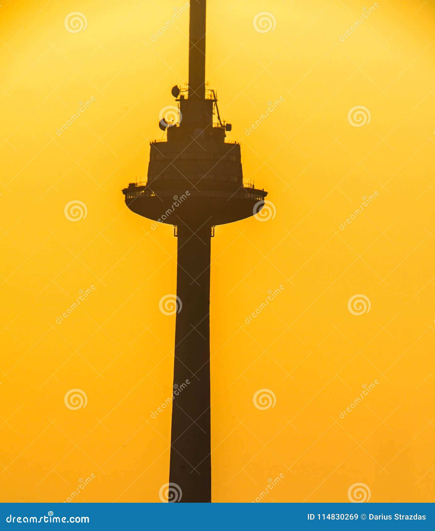 Tv Tower at Sunrise Light in Shadow Stock Image - Image of morning ...