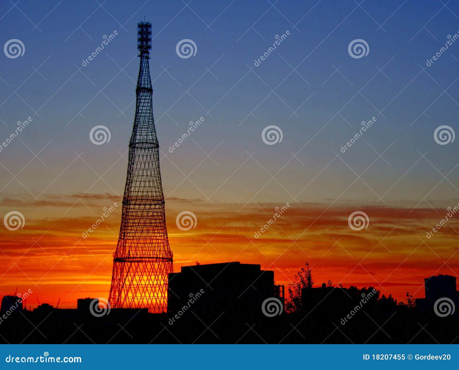 TV tower at sunset stock image. Image of shape, construction - 18207455