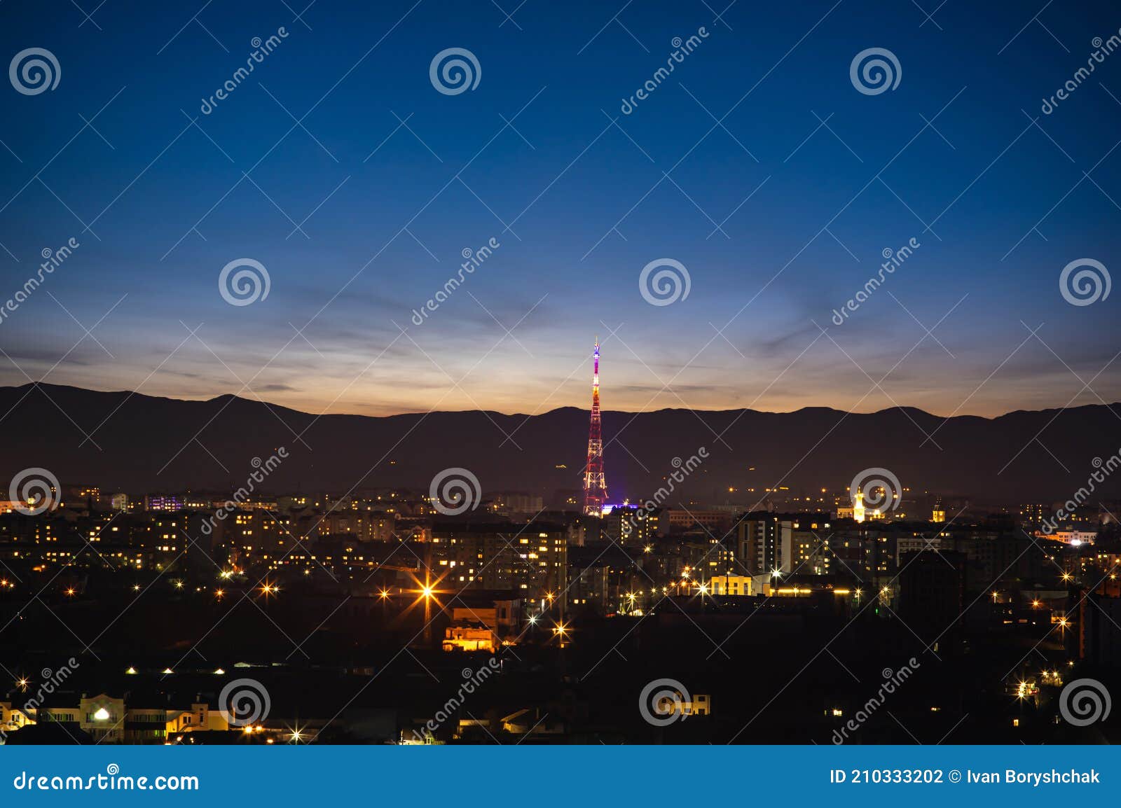 TV Tower in the Ukrainian City before Dawn Stock Photo - Image of ...
