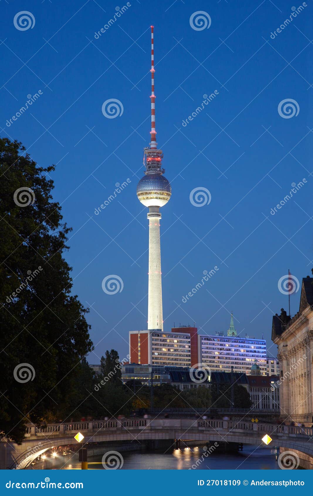 Tv Tower View, Berlin by Night Stock Image - Image of perspective ...