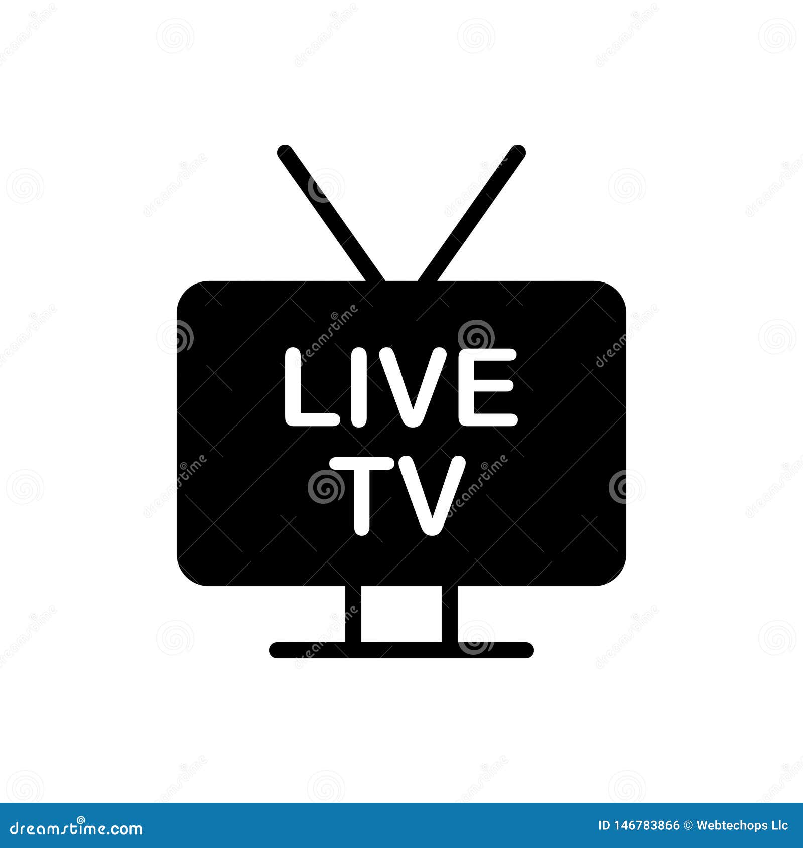 Black Solid Icon for Tv, Live and Watch Stock Vector - Illustration of ...